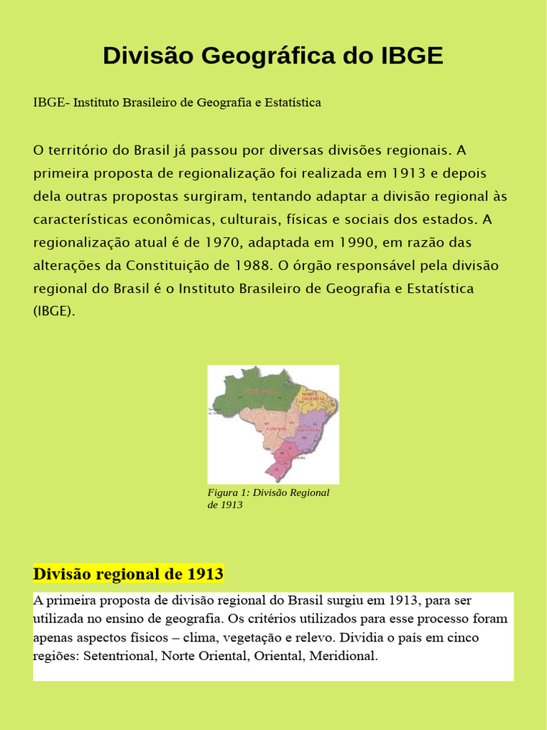 Divisão Regional do Brasil pelo IBGE | PDF | América do Sul | Brasil