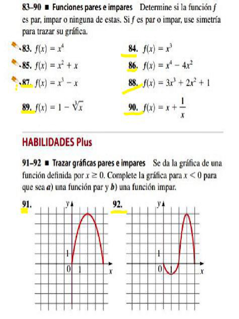 Tarea Funciones Pares e Impares, Lineales y Cuadráticas | PDF | Álgebra | Análisis matemático