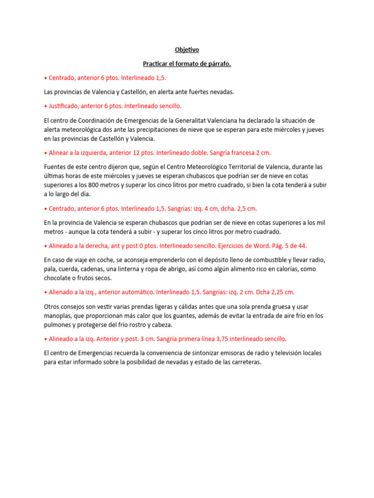 Ejercicio Formatos | PDF | Nieve