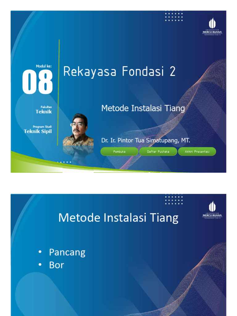 Pertemuan 8, Metode Instalasi Tiang | PDF