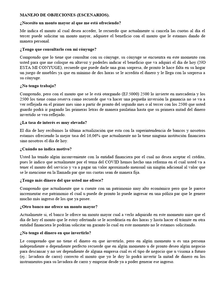 MANEJO DE OBJECIONES | PDF