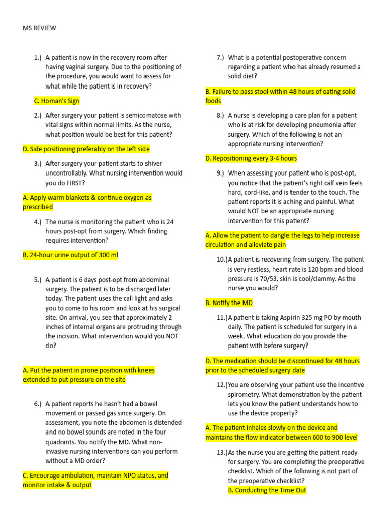 MS Review | PDF | Surgery | Anesthesia