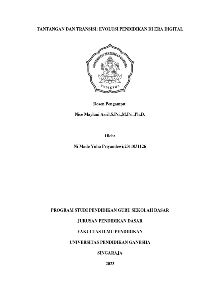 Uas PPD Ni Made Yulia Priyandewi - 2311031126 | PDF | Ilmu Sosial