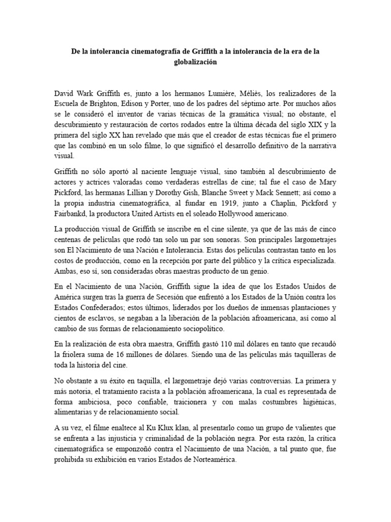 Intolerancia en el cine de Griffith | PDF | Historia | Libros para ...