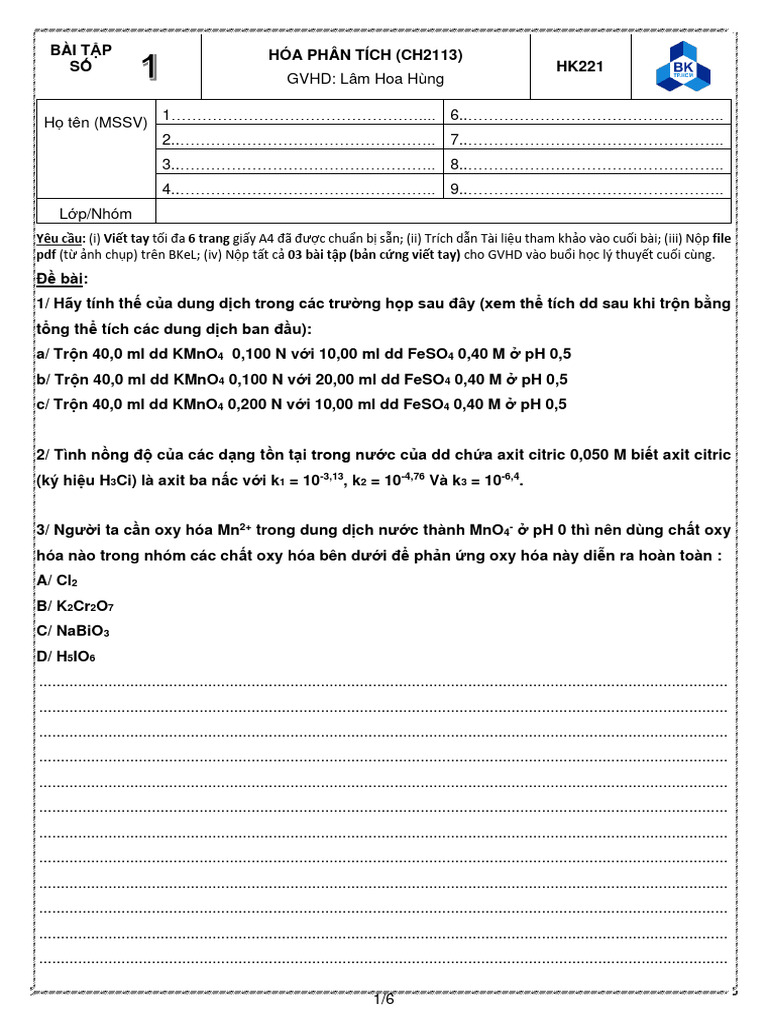 Bài Tập Lớn 1 Ch2113 Hk222 | PDF