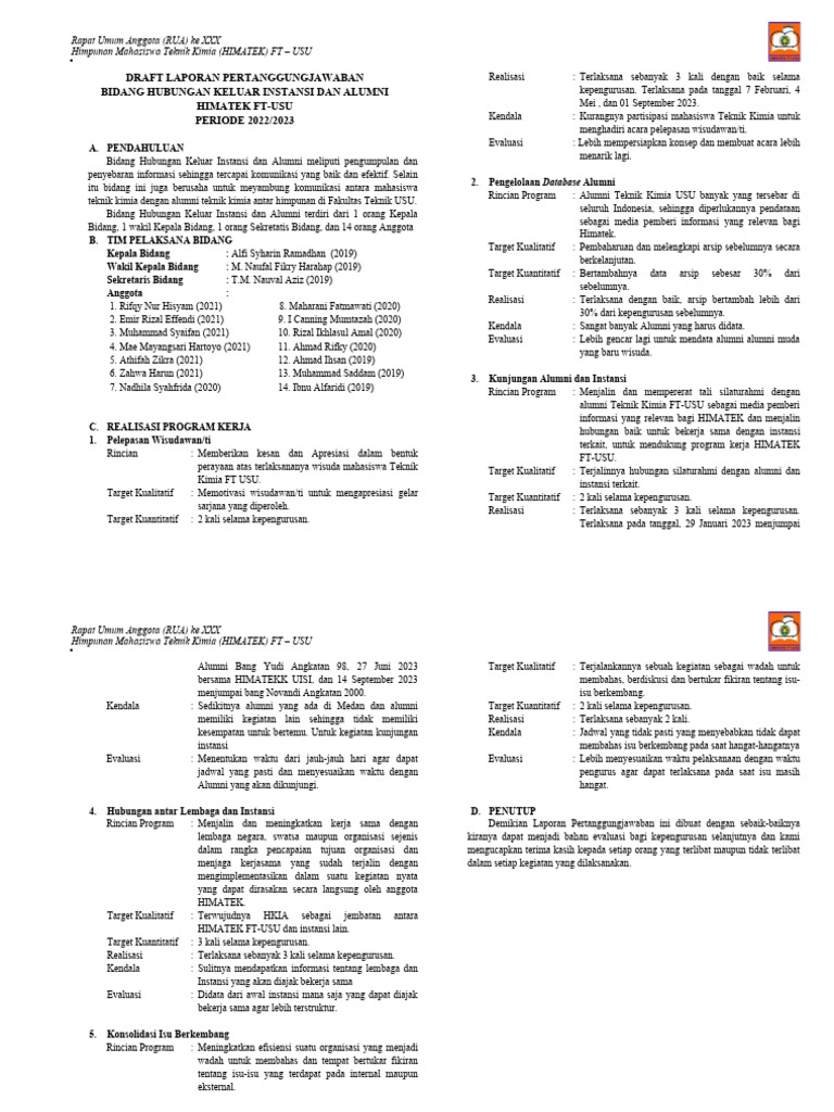 Draft LPJ Bidang HKIA | PDF