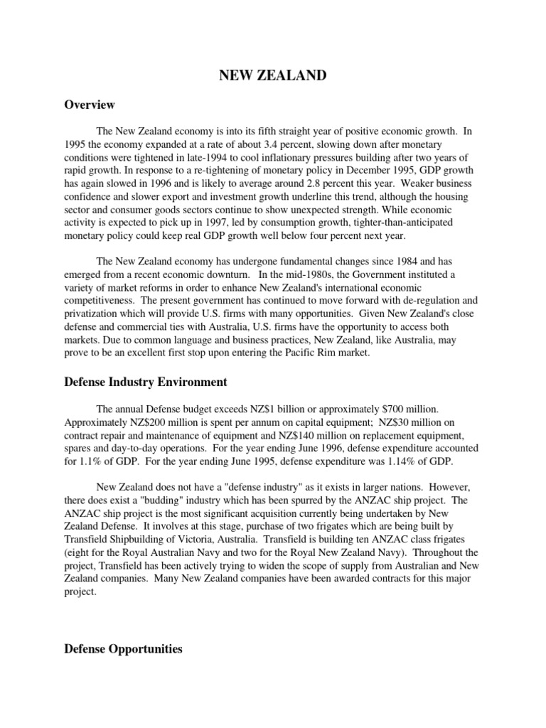 New Zealand Economic Growth & Defense Projects | PDF | Science ...