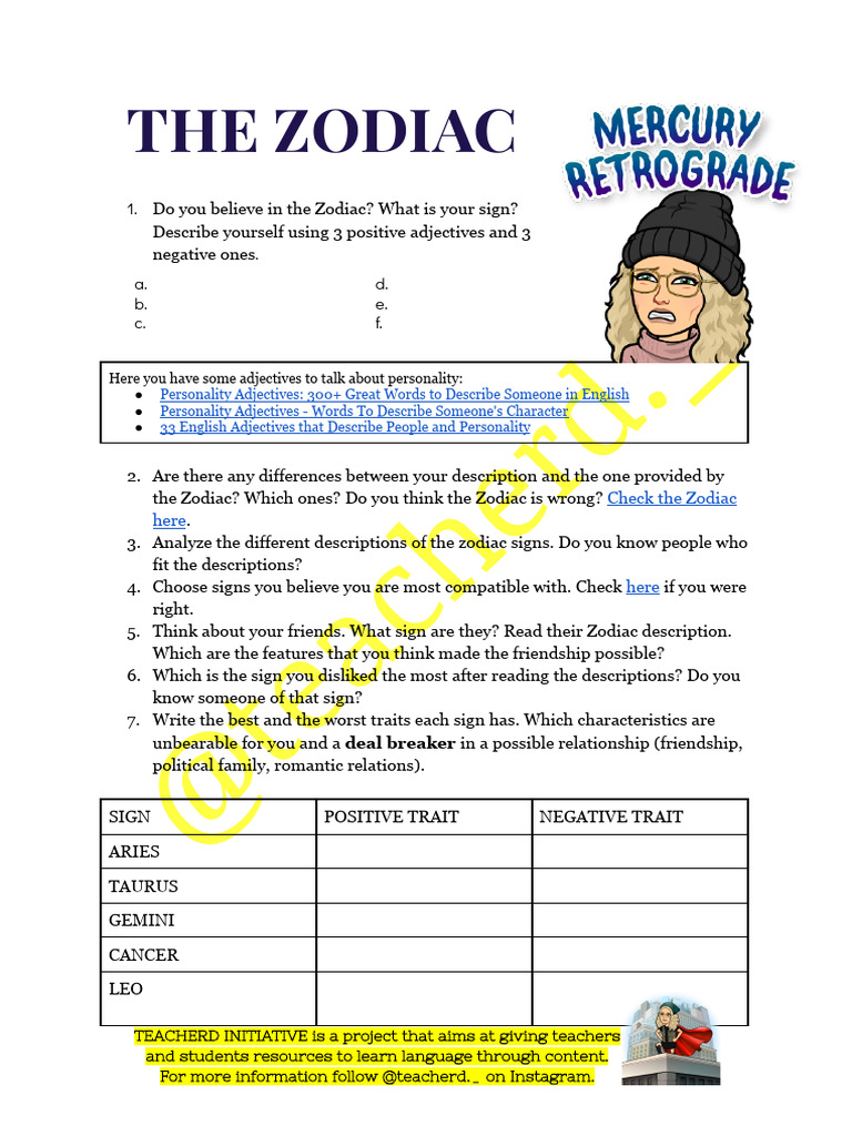 The Zodiac (INTERMEDIATE) | PDF
