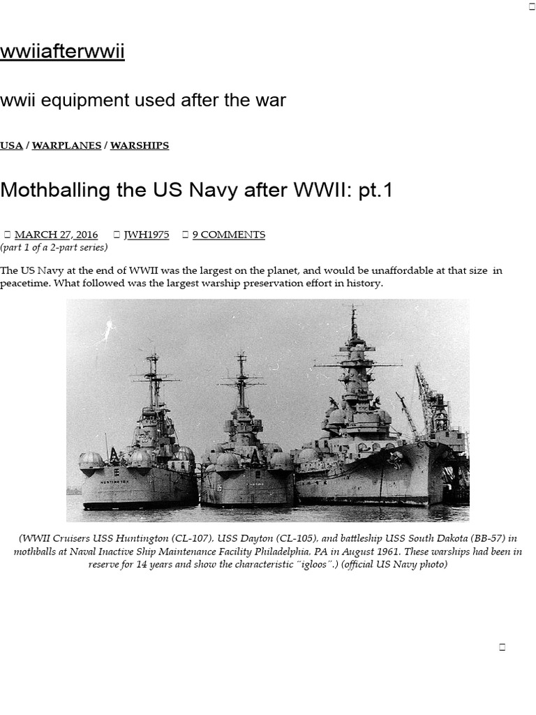 Mothballing The US Navy After WWII - pt.1 - Wwiiafterwwii | PDF
