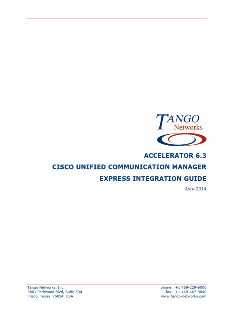 Accelerator Cisco UCM Express Integration Guide | PDF | Session ...