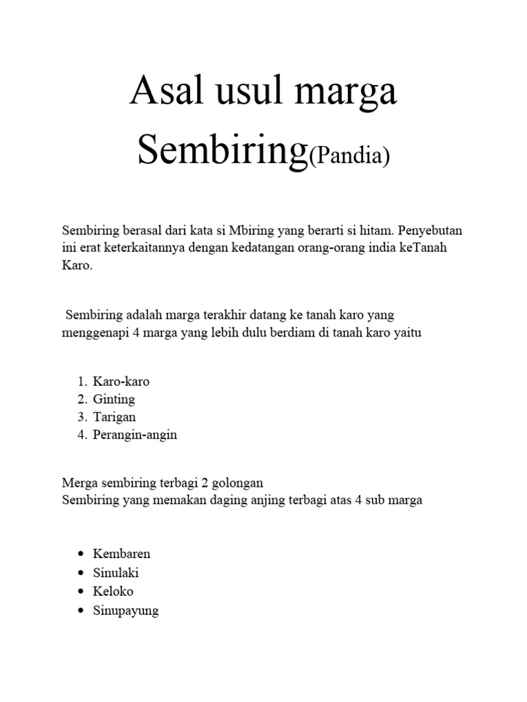 Asal Usul Marga | PDF