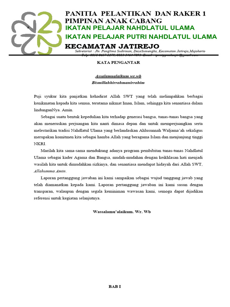 Pimpinan Anak Cabang Panitia Pelantikan Dan Raker 1 | PDF