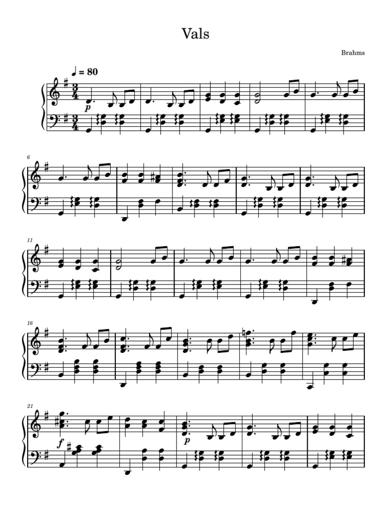 Acompañamiento Suzuki Vals Brahms | PDF