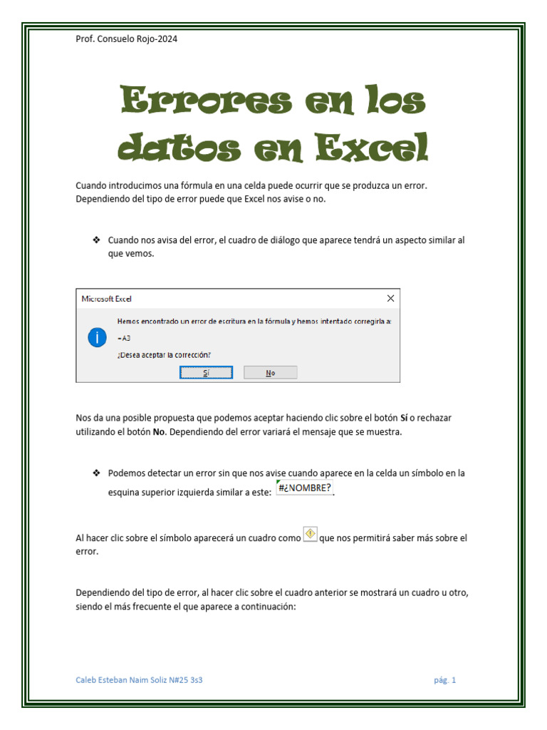 Errores Comunes en Fórmulas de Excel | PDF | Microsoft Excel | Informática
