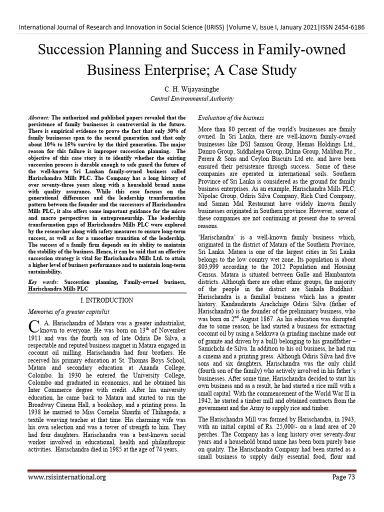 Succession Planning and Success in Family-Owned Business Enterprise A Case Study | PDF