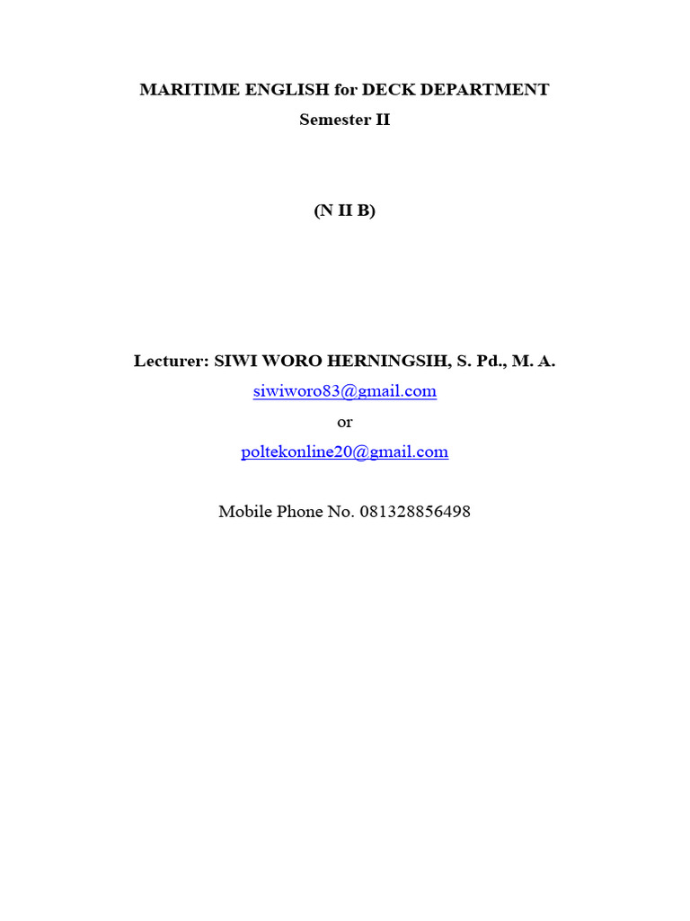 MARITIME ENGLISH For N II B | PDF | Cargo | Ships