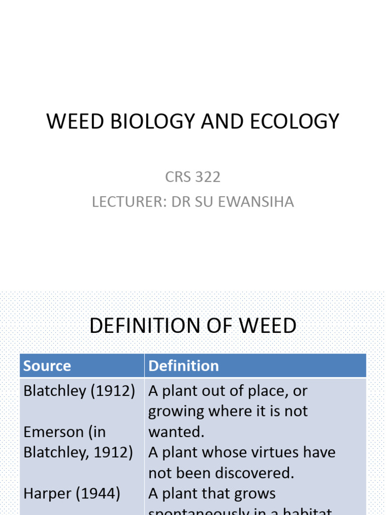 Understanding Weed Biology and Ecology | PDF | Science & Mathematics ...