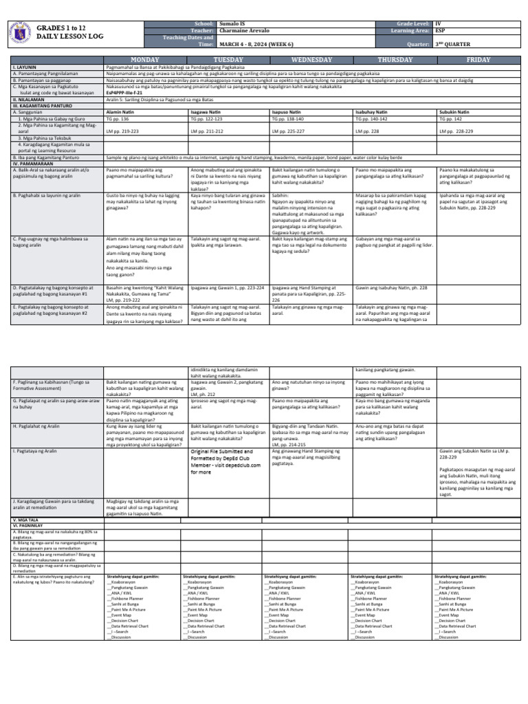 DLL - Esp 4 - Q3 - W6 | PDF