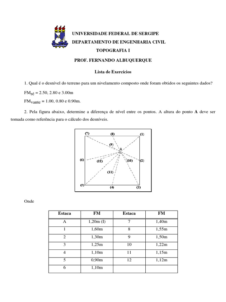 Lista de Exercicios Nivelamento | PDF