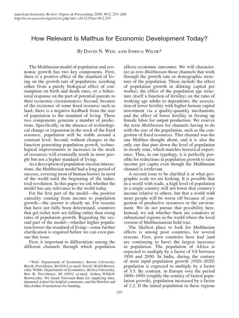 Malthusian Model's Modern Relevance | PDF | Social Science