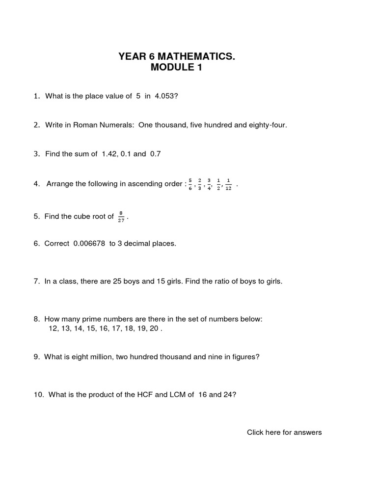 Year 6 Maths Mod 1 - 2 | PDF