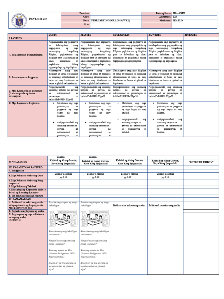 GR 6 DLL EsP WK 5 QTR3 | PDF