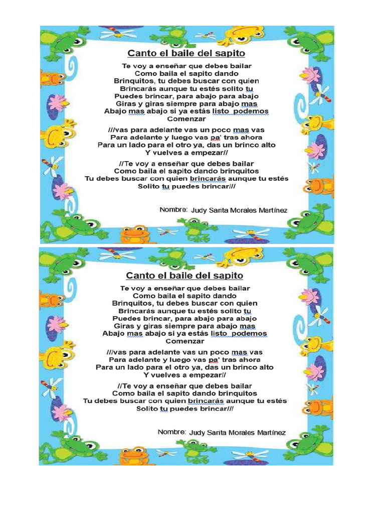 Letra del Baile del Sapito | PDF