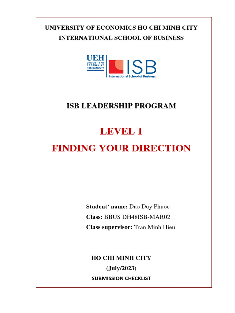 Dao Duy Phuoc - Leadership Program - Submission of Level 1 | PDF ...