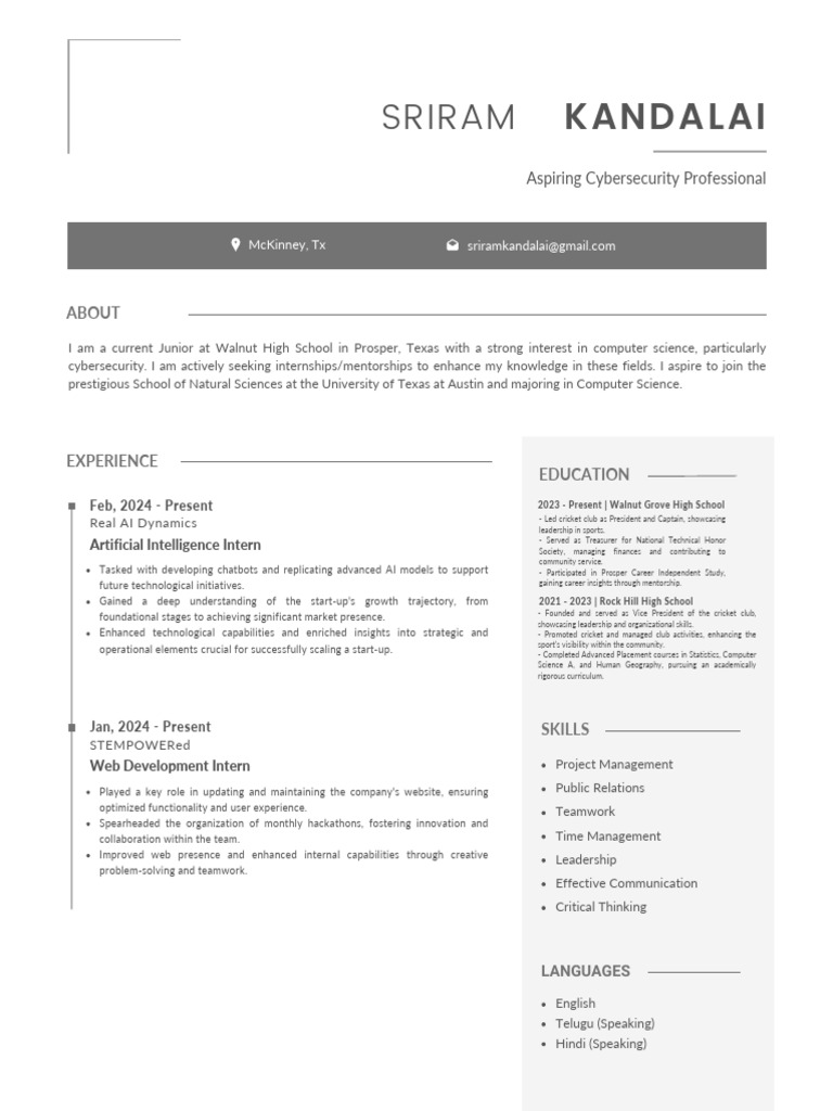 Sriram Kandalais Resume | PDF