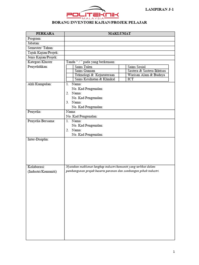 Borang J1 | PDF