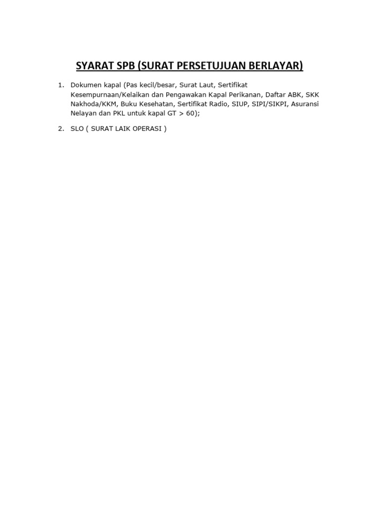 Syarat SPB (Surat Persetujuan Berlayar) | PDF | Sains & Matematika