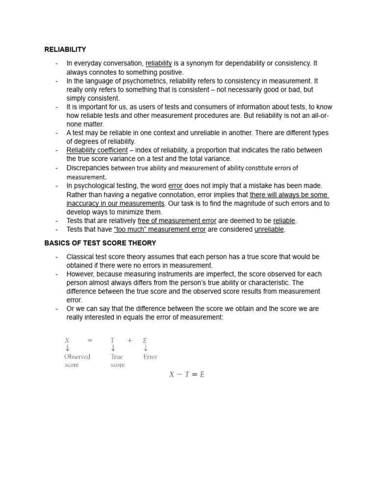 REPORTING Reliability | PDF | Variance | Estimator