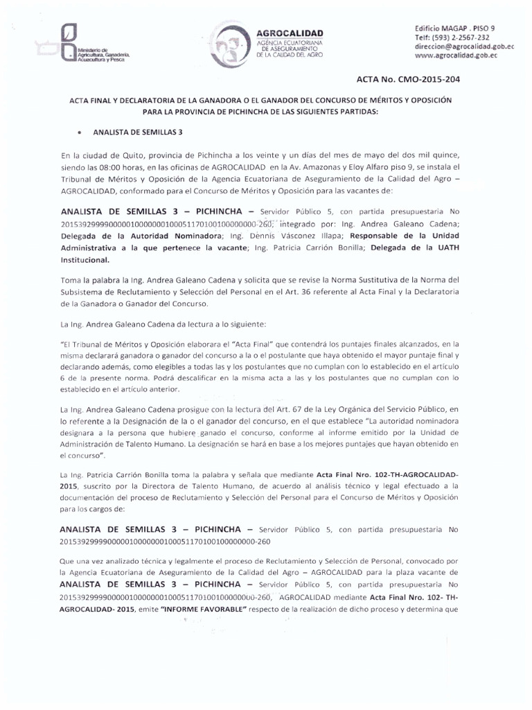 468 29016 Acta Declaratoria Ganador | PDF