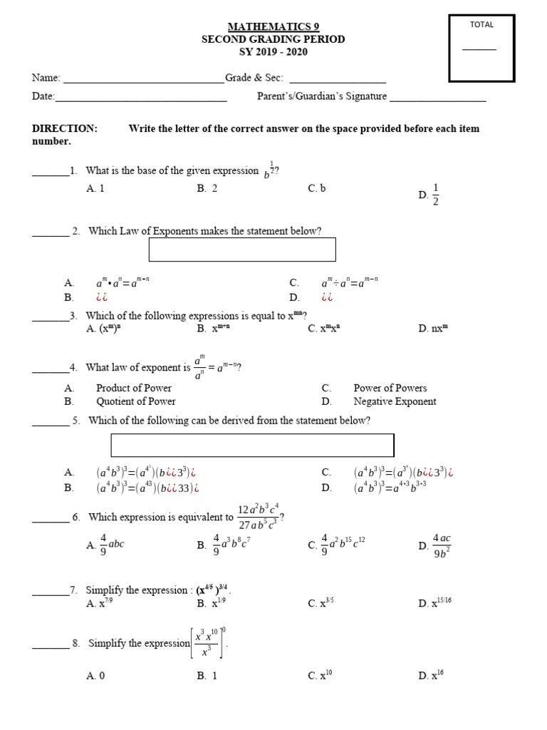 Long Test | PDF | Exponentiation | Abstract Algebra