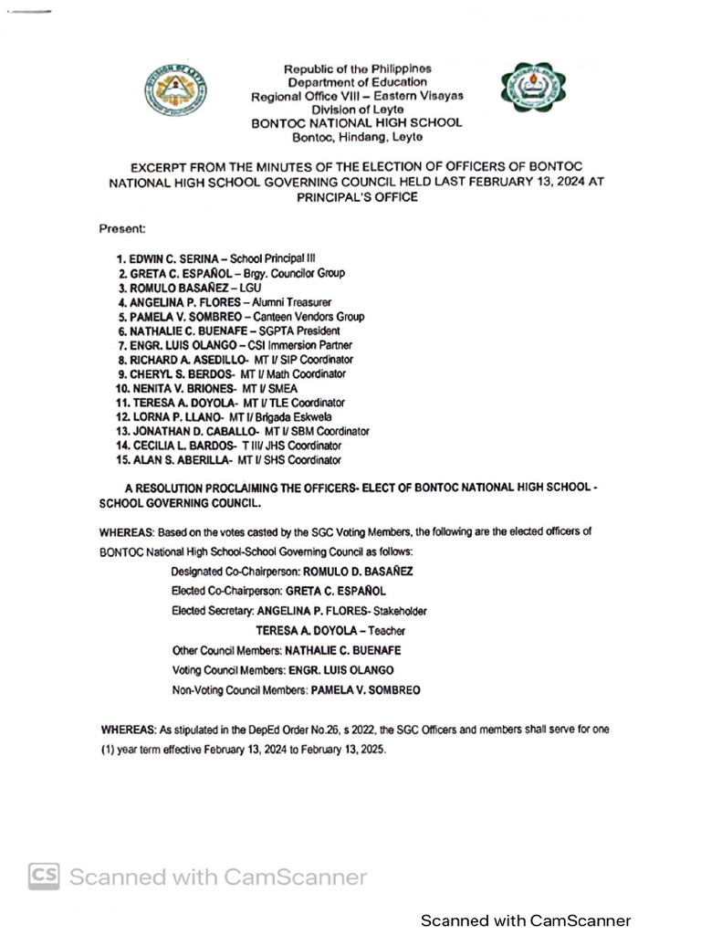 (Resolution) BNHS - SGC | PDF