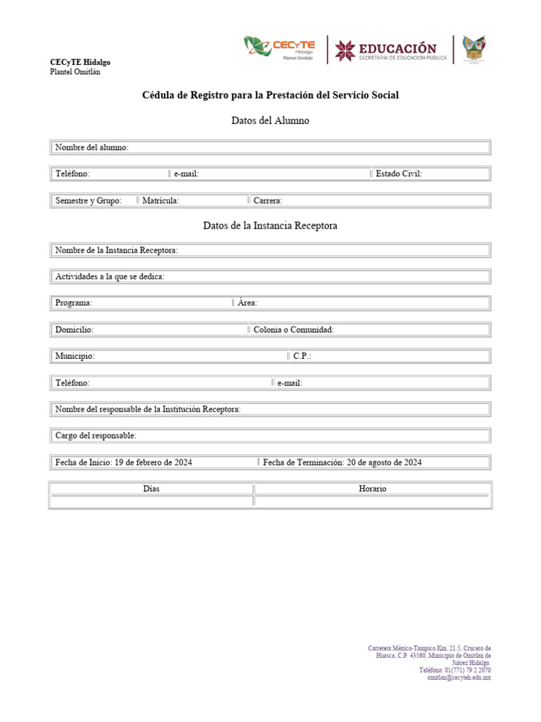 Cedula - de - Registro - S.S - 2021 - 2024 Membretada | PDF