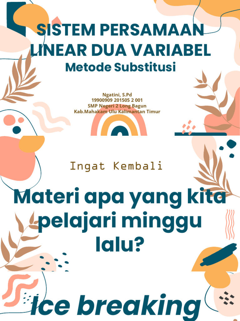 Metode Substitusi SPLDV untuk SMP | PDF
