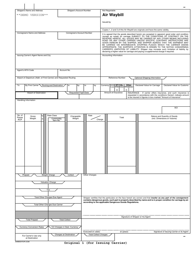 Awb 1 | PDF | Common Carrier | Cargo