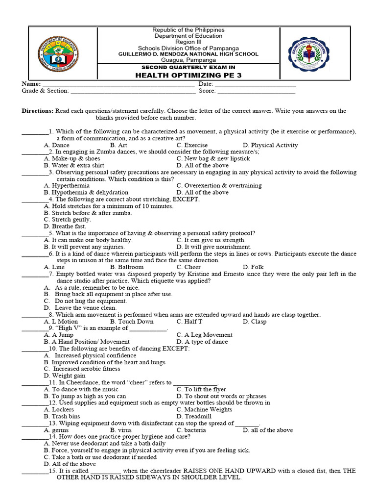 Second Quarterly Exam in HOPE 3 | PDF