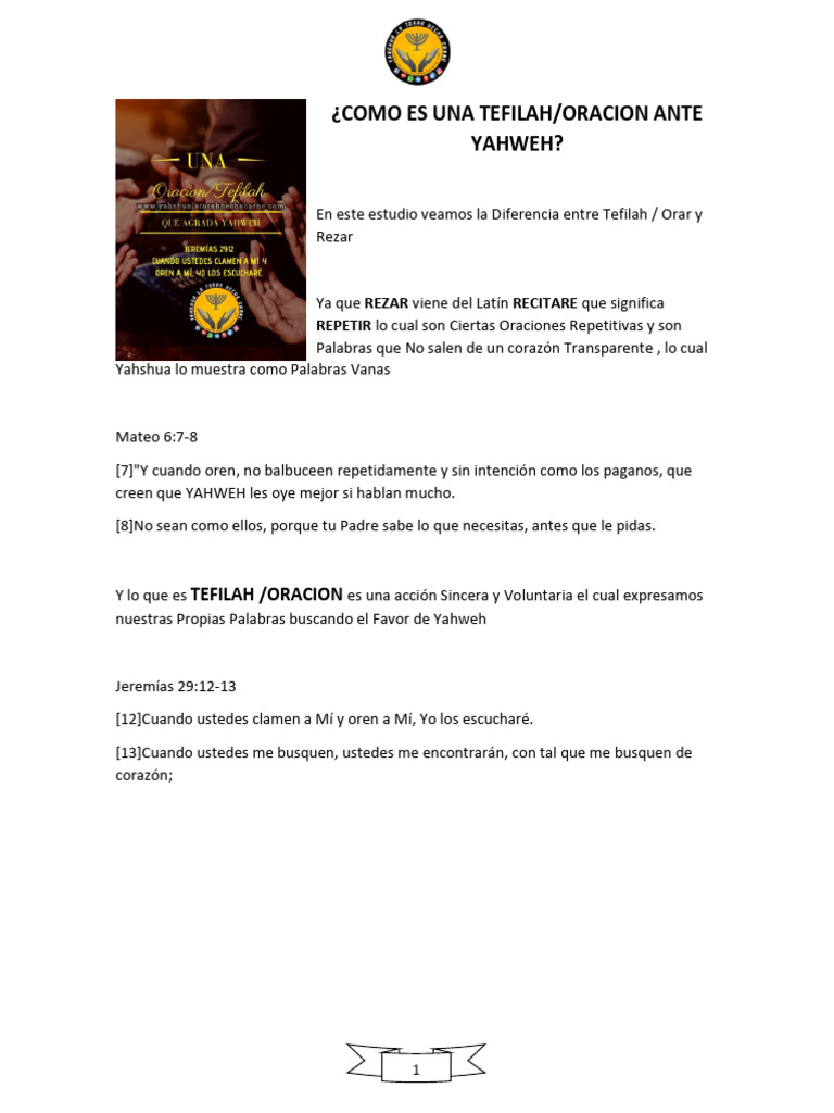 Como Es Una Tefilah Oracion Ante Yahweh | PDF | Oración