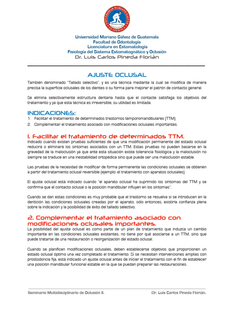 Ajuste oclusal | PDF | Diente | Odontología