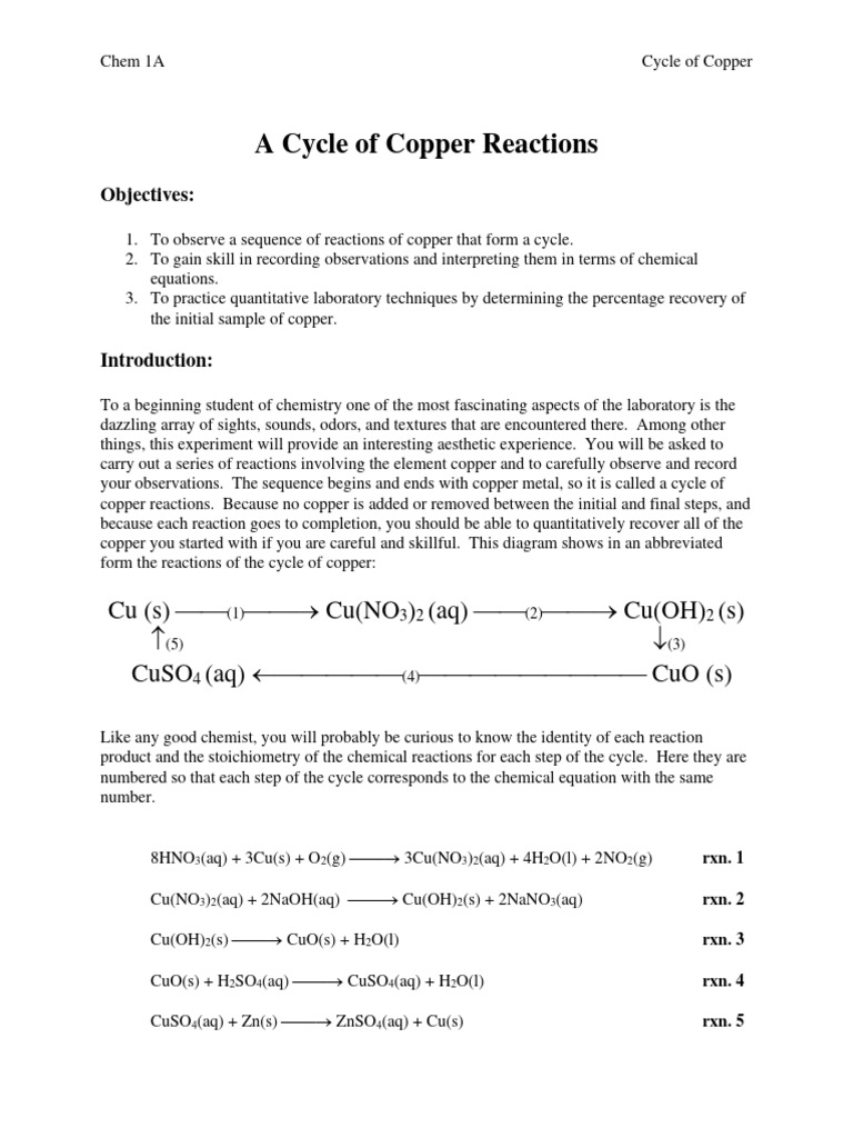 Cycle of Copper | PDF | Nitric Acid | Chemical Reactions