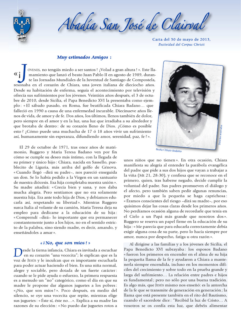 Chiara Badano | PDF | Amor | Jesús