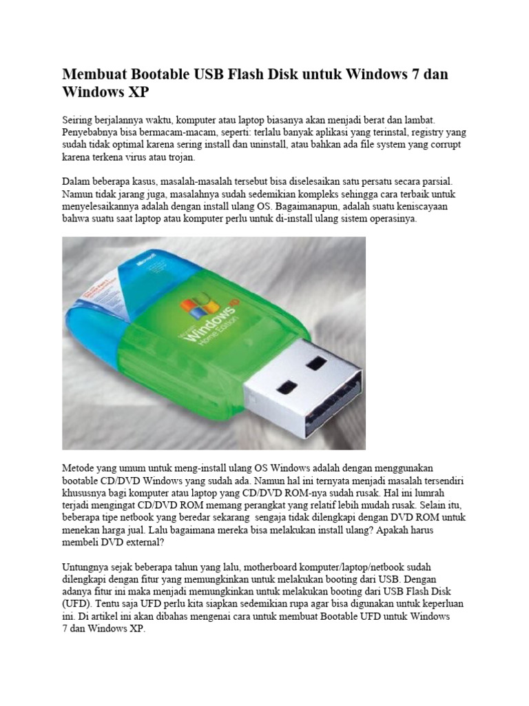 Membuat Bootable USB Flash Disk Untuk Windows 7 Dan Windows | PDF