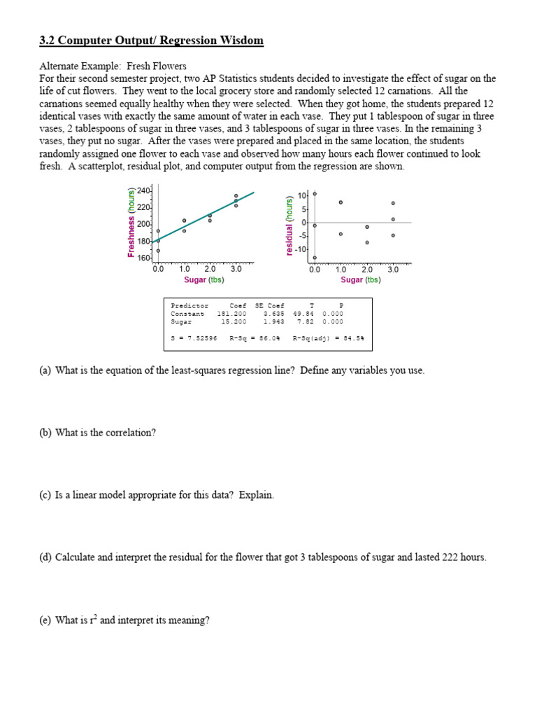 Ch. 3 Review Flower Problems | PDF | Linear Regression | Regression Analysis