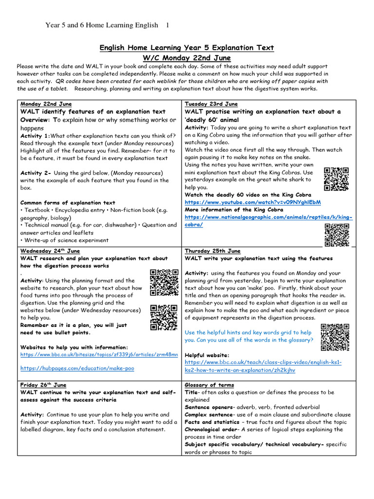 Year 5 English: Explanation Text Guide | PDF | Foreign Language Studies