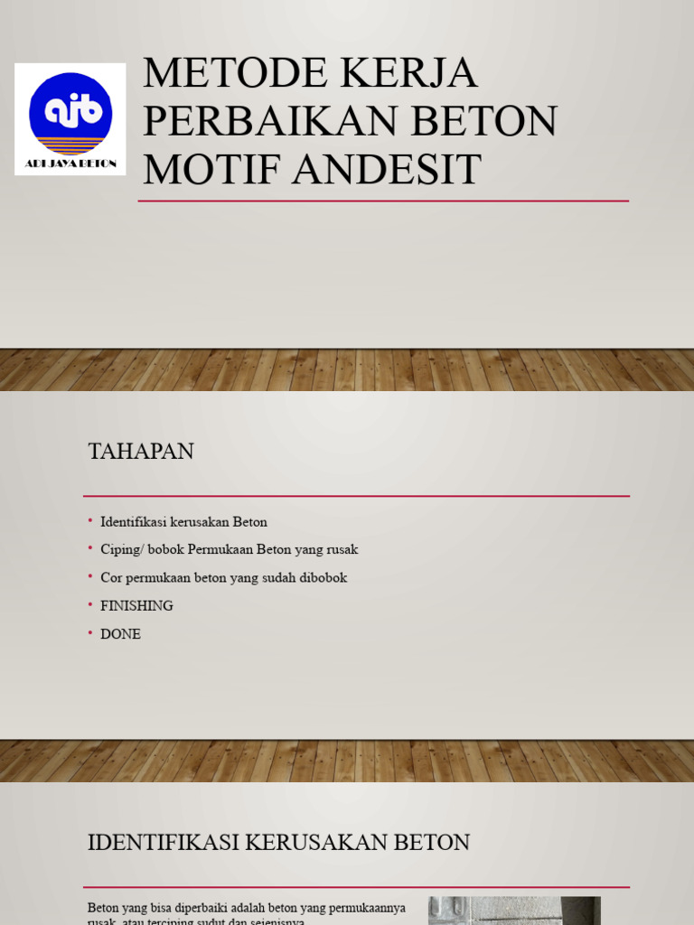 Metode Kerja Perbaikan Beton Motif Andesit | PDF