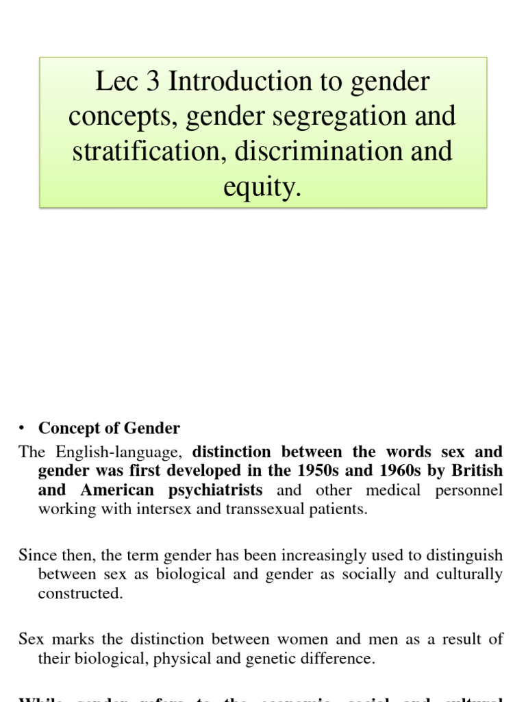 Lec 3 Introduction To Gender Concepts, Gender | PDF | Gender Studies ...
