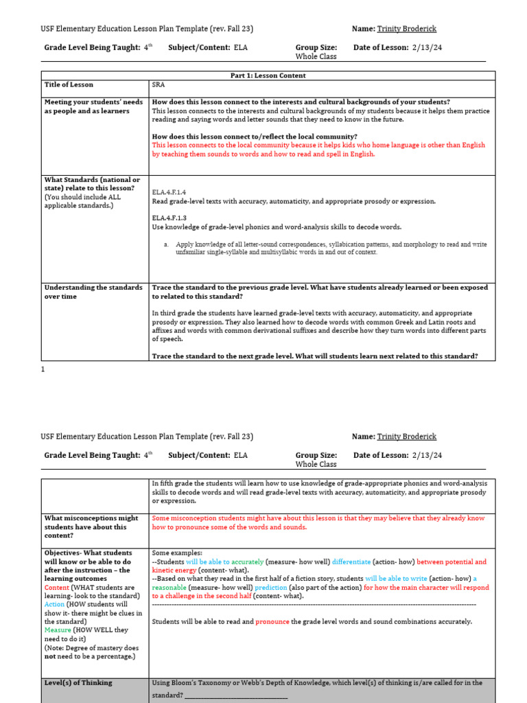 Sra Supervisor Lesson Plan | PDF | Educational Assessment | Phonics
