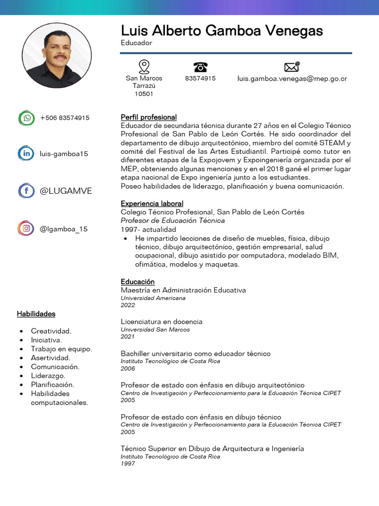 CV Luis Gamboa Venegas | PDF | Cad automático | Microsoft